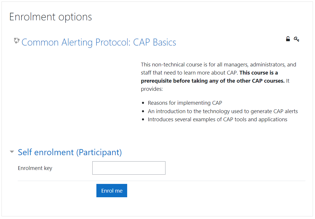 CAP Basics: IMPORTANT Self-enrollment Instructions: This course ...